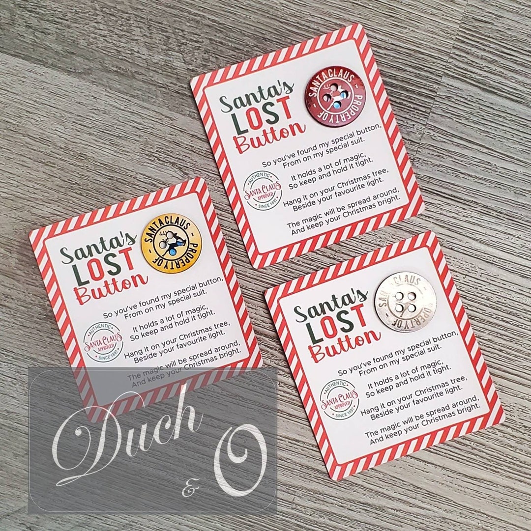 Santa's Lost Button Ornament - Single (1) Button and Card - Santa's ...