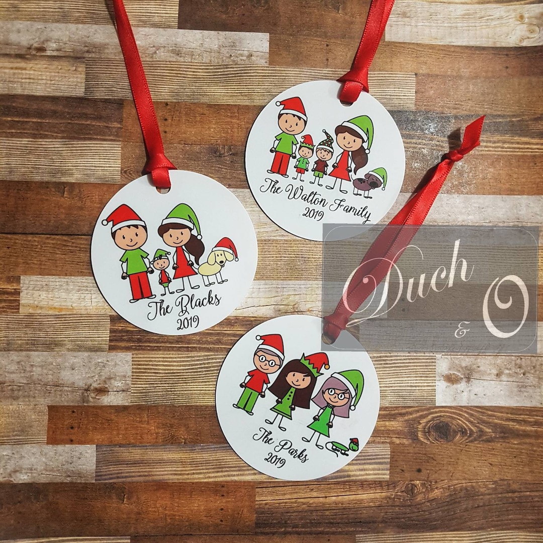 Personalized Holiday Stick Figure Family Ornament for Christmas ...