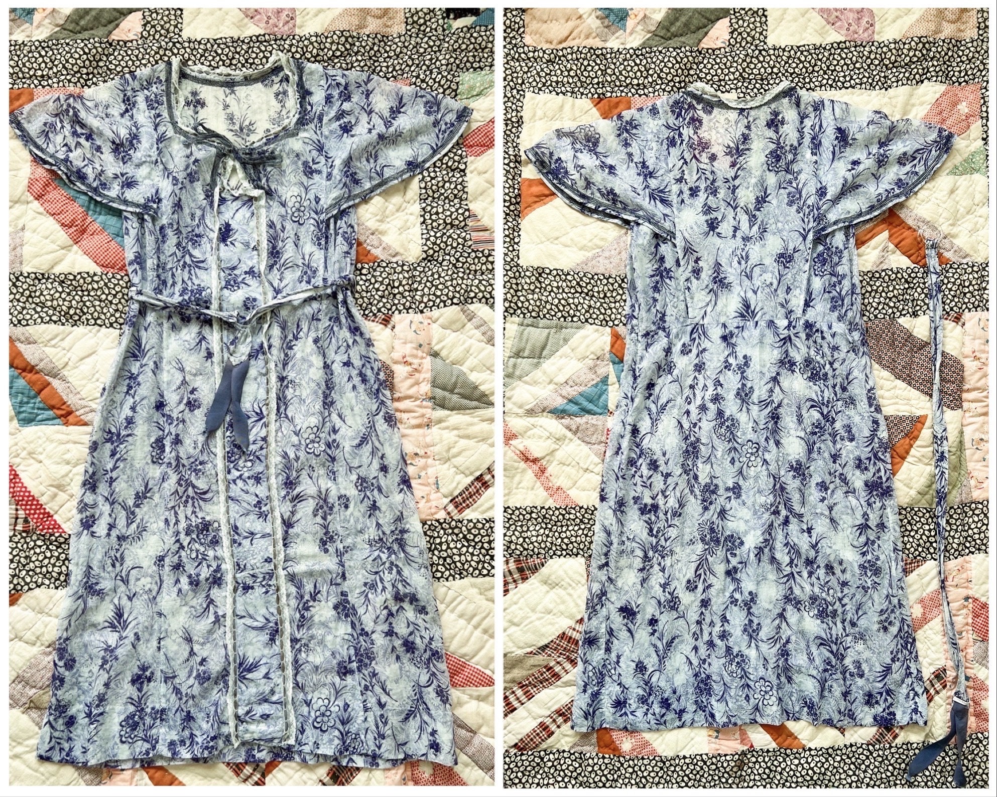 1930's Sheer Cotton Floral Dress || Violet Cotton Voile Frock ...
