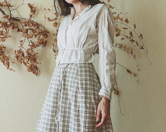 Edwardian Blue and White Stripe Cotton Blouse || Anti… - Gem