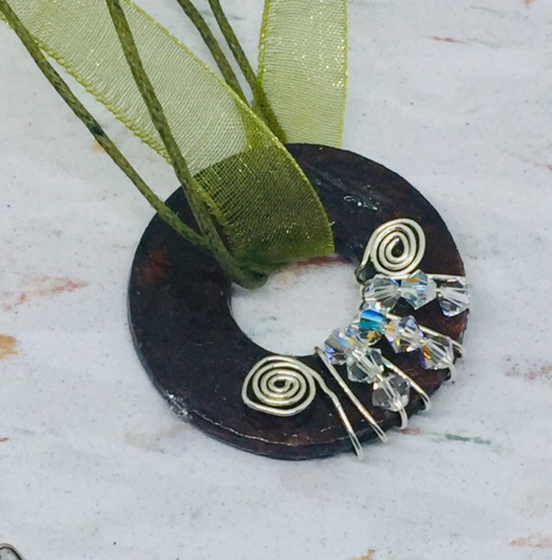 Sterling Silver Wrapped Rusty Washer. Washer With Sterling Silver and ...