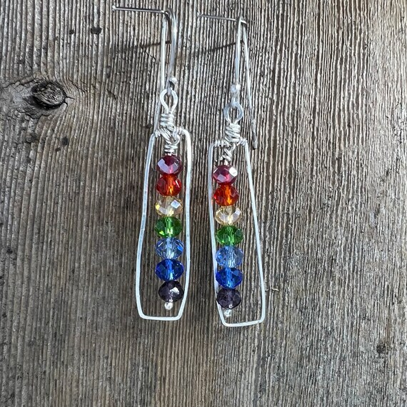 Rainbow earrings sterling silver store
