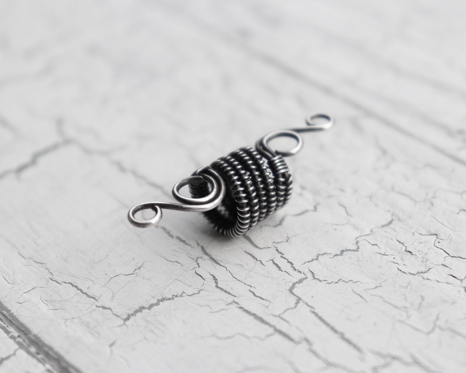 Oxidized Silver Dread Bead, Woven Silver Loc Jewelry, Heatherfish ...