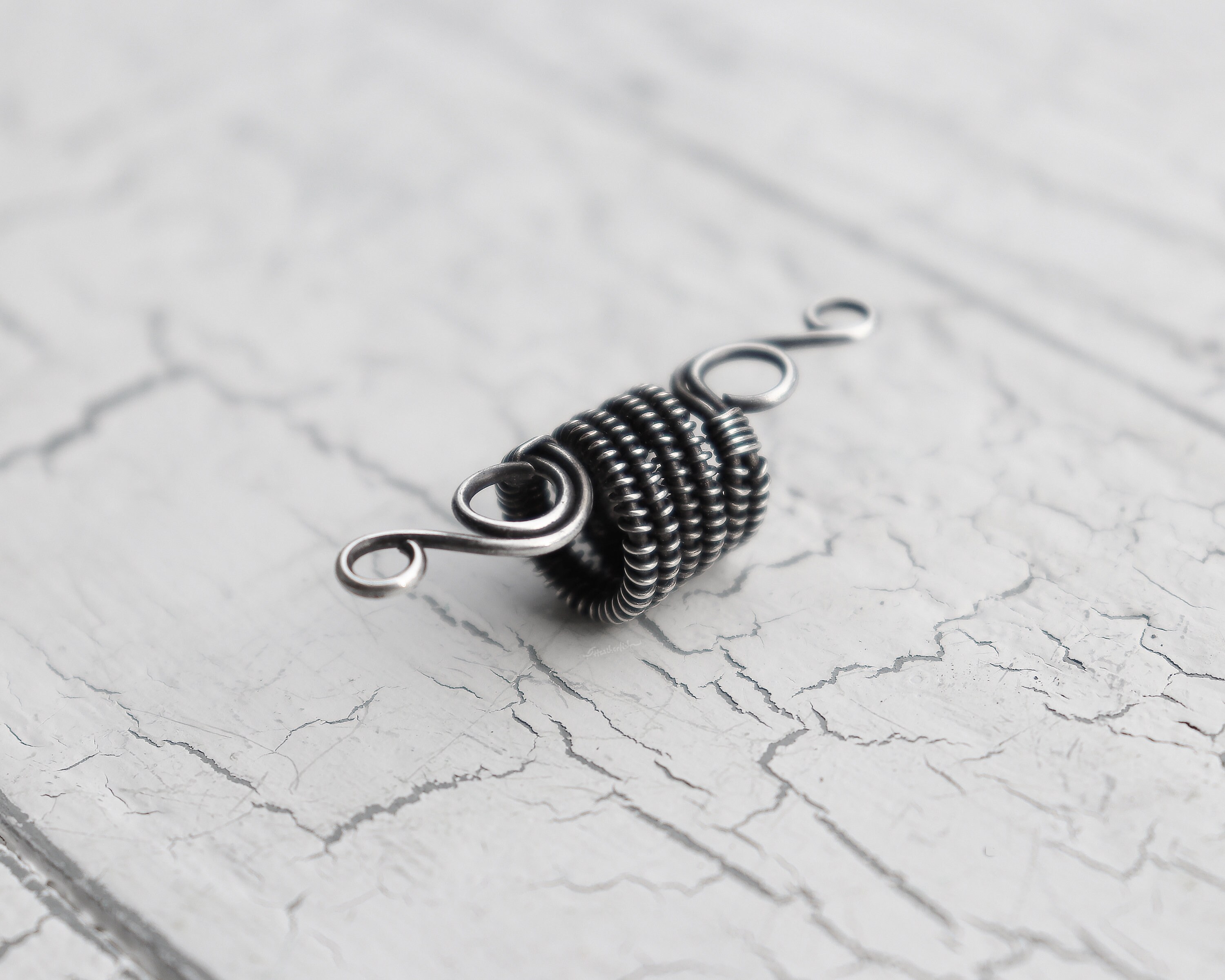 Oxidized Silver Dread Bead, Woven Silver Loc Jewelry, Heatherfish ...