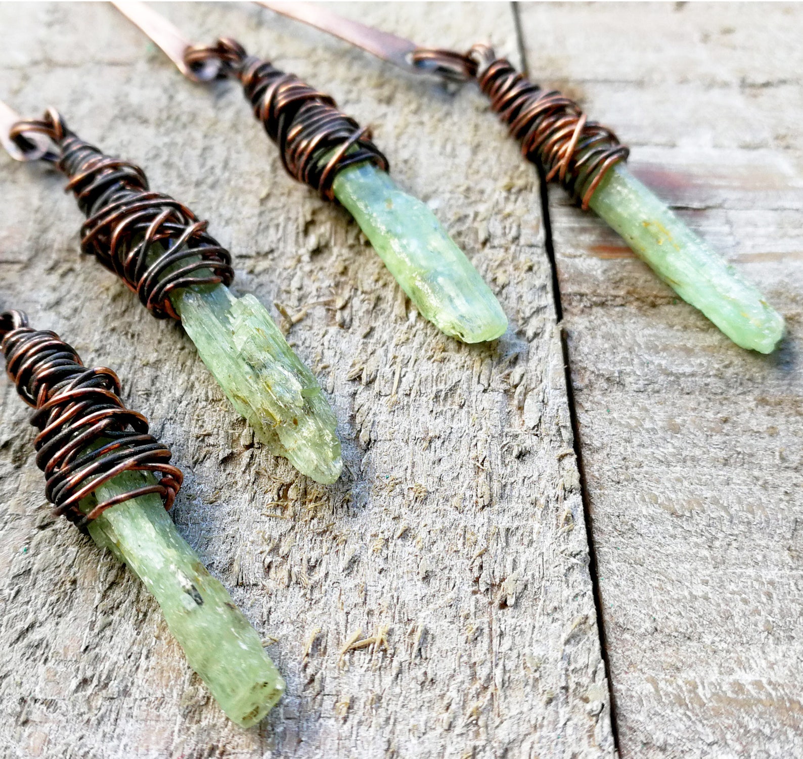 Green Mini Kyanite Earrings, Oxidized Copper, Made to Order - Etsy