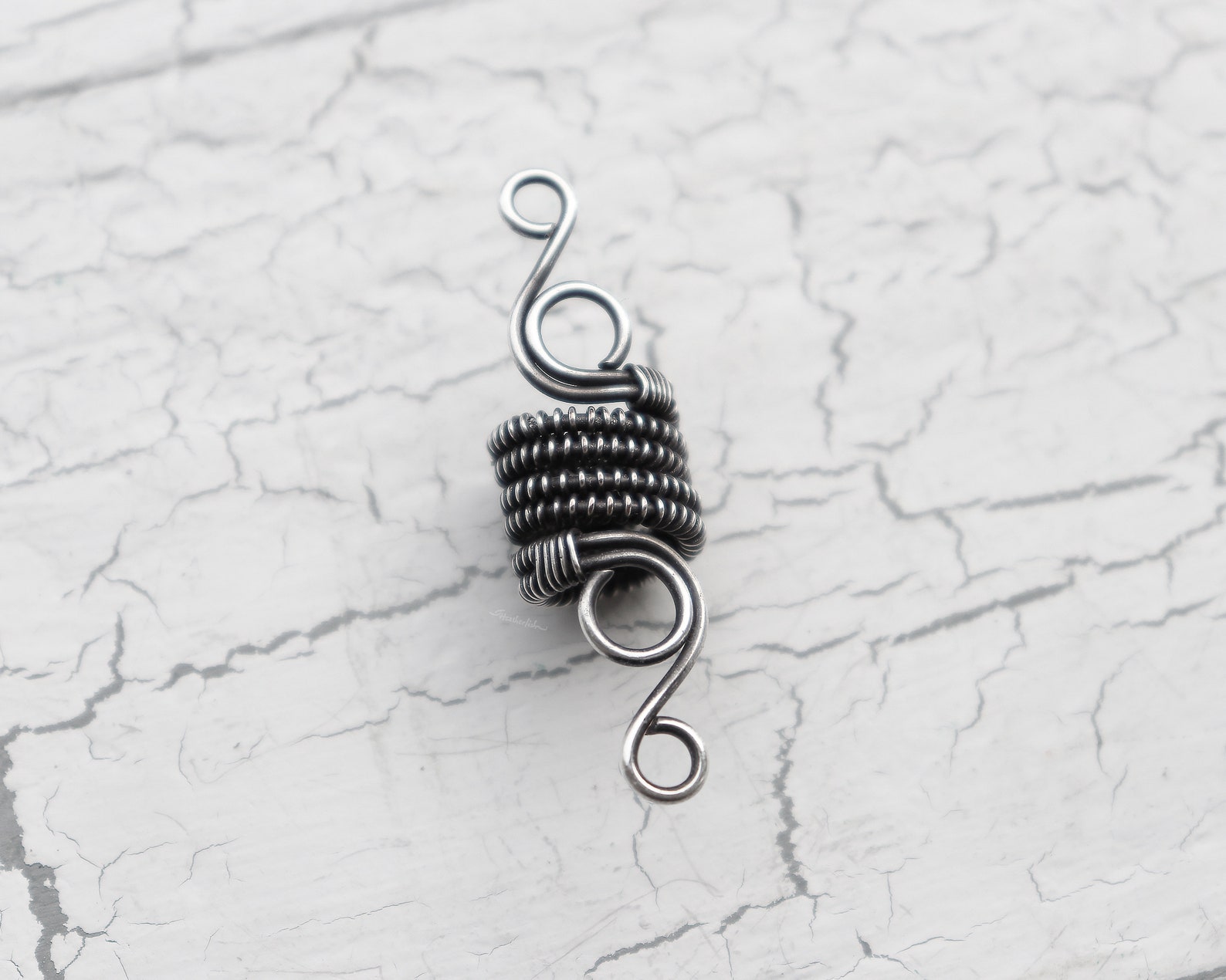 Oxidized Silver Dread Bead, Woven Silver Loc Jewelry, Heatherfish ...