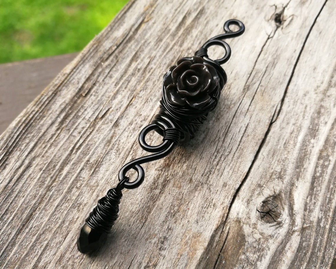 Black Rose Goth Dread Bead Loc Bead Made to Order Please - Etsy