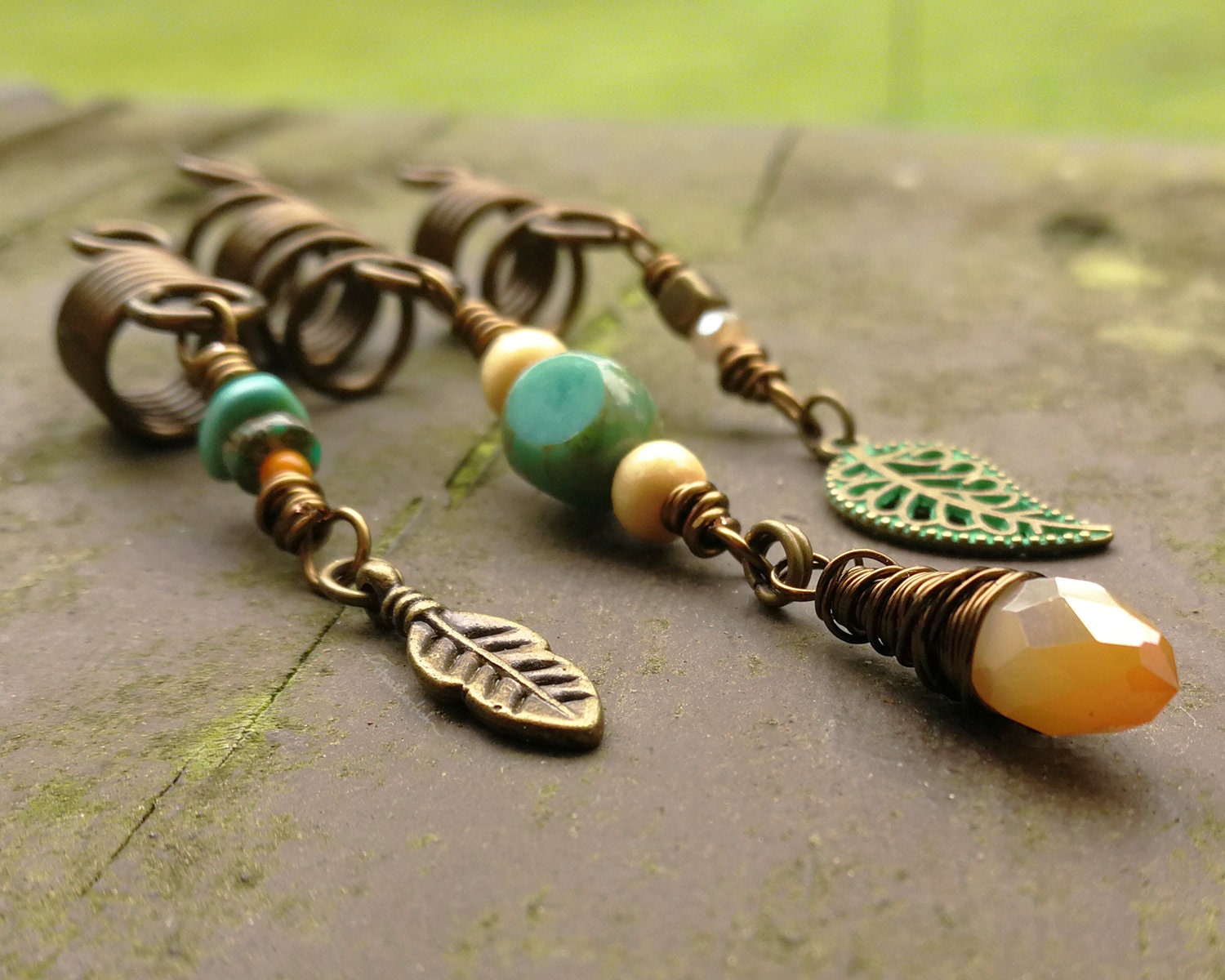 Leaf Dread Beads Loc Beads Set of 3 Customizable Made to - Etsy