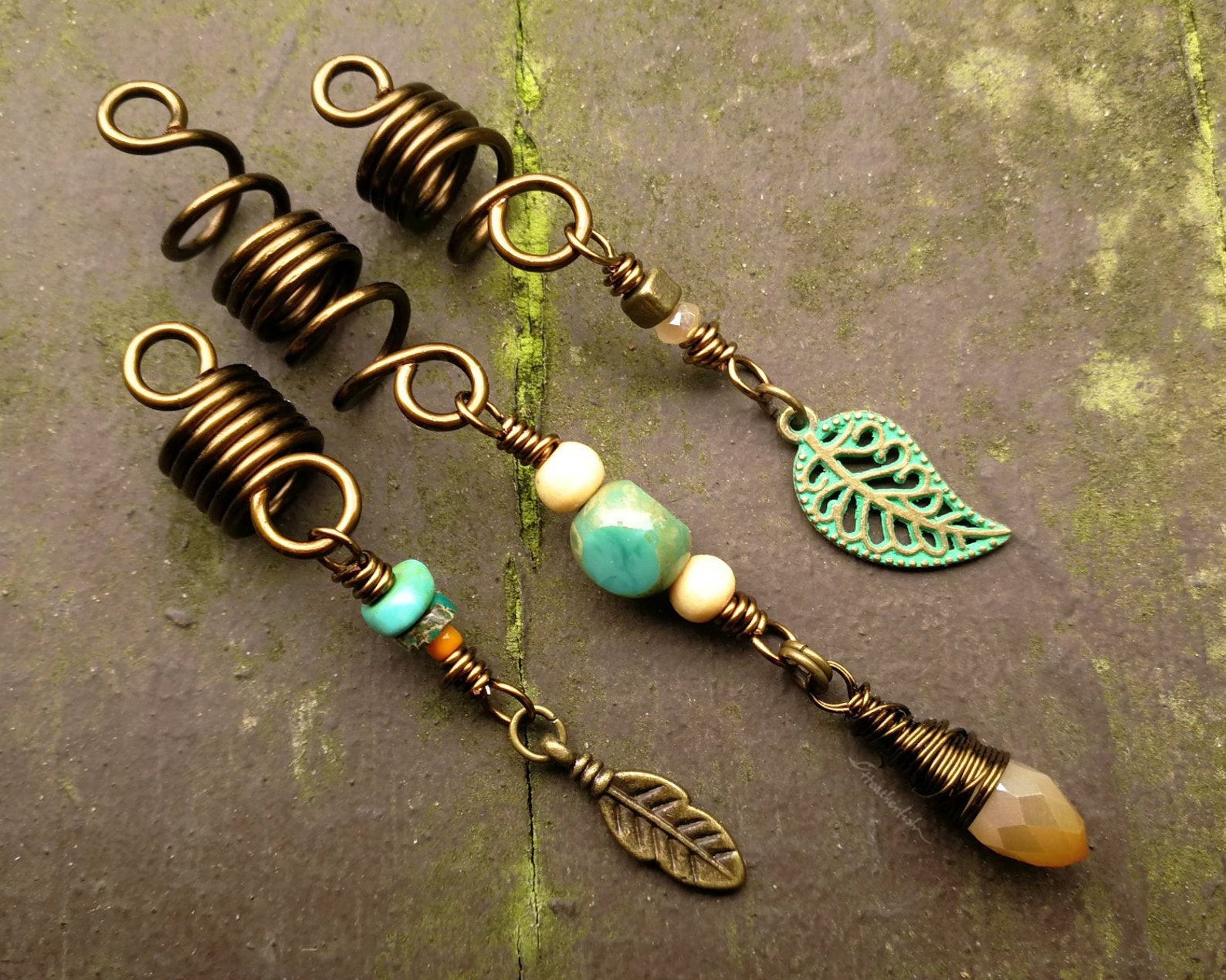 Leaf Dread Beads Loc Beads Set of 3 Customizable Made to - Etsy