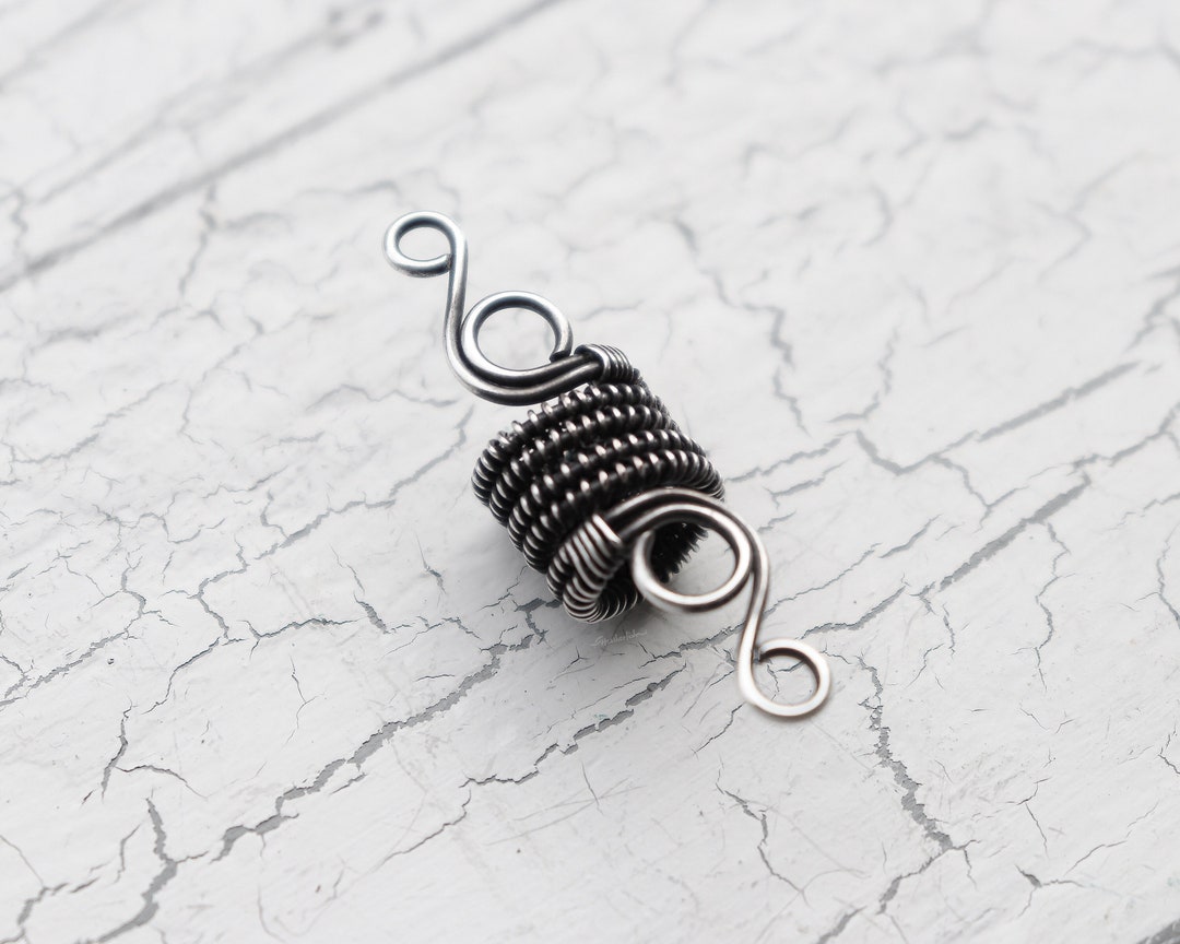 Oxidized Silver Dread Bead, Woven Silver Loc Jewelry, Heatherfish ...