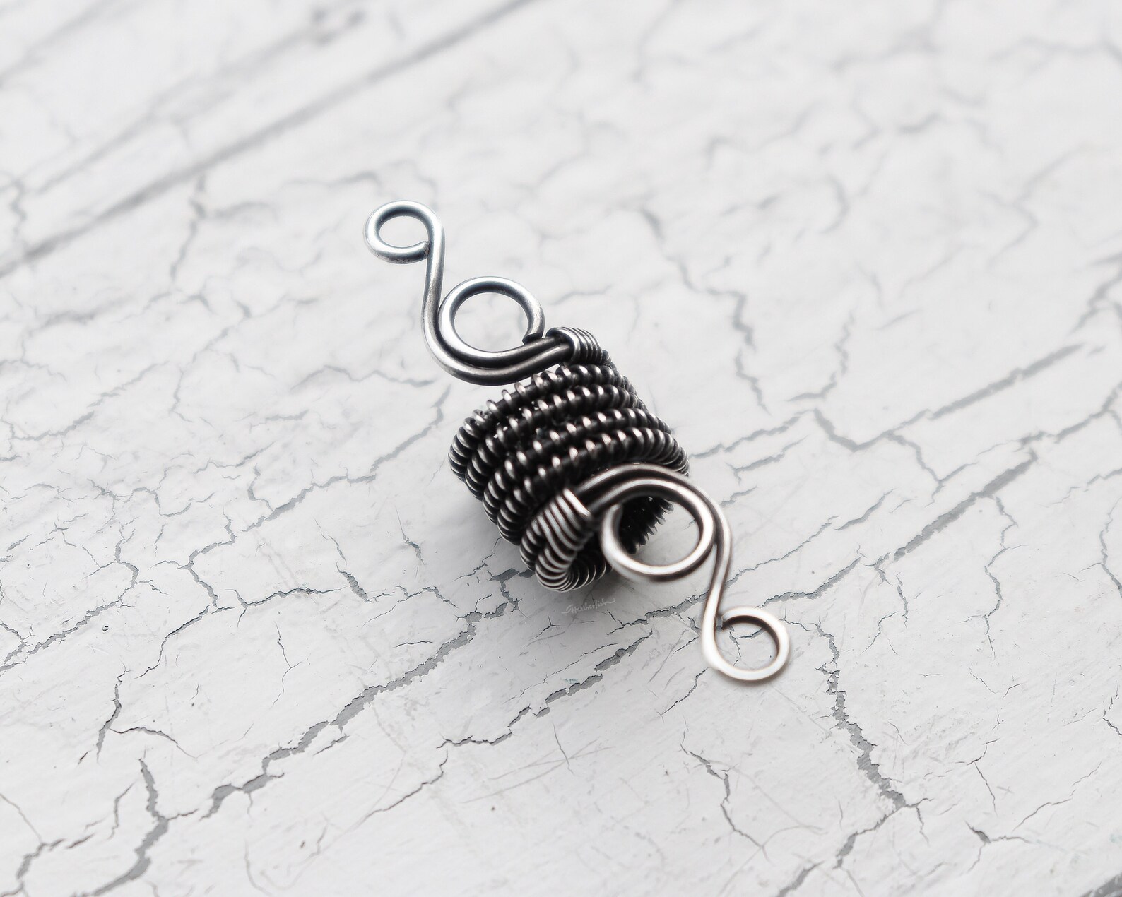 Oxidized Silver Dread Bead, Woven Silver Loc Jewelry, Heatherfish ...