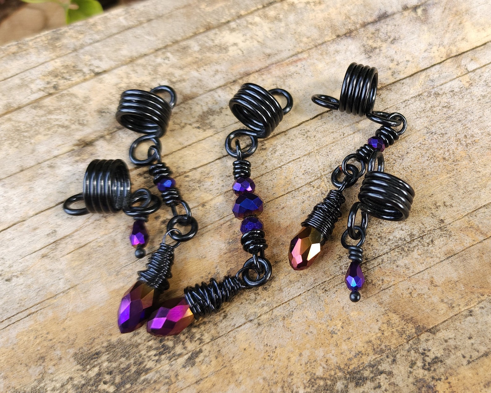 Purple and Black Loc Beads Set of 5 Customizable Made to - Etsy