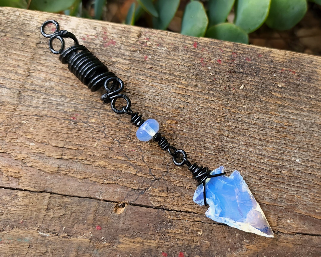Opalite Glass Arrowhead Loc Jewelry, Dreadlock Bead, Opalite Briolette ...