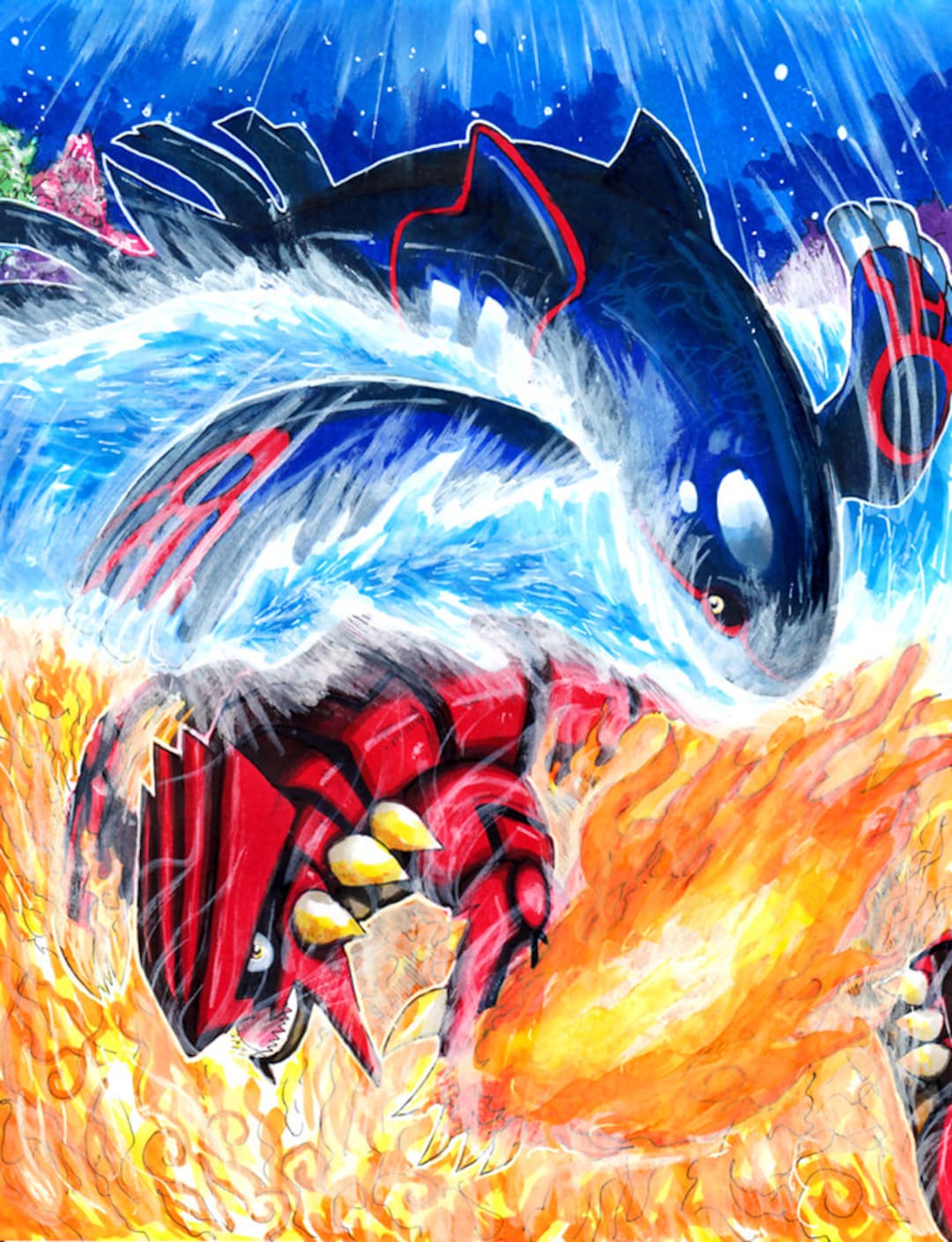 Kyogre Vs Groudon Print Etsy