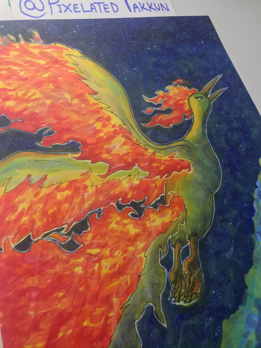 Original Framed Painting: Moltres Pokemon - Etsy