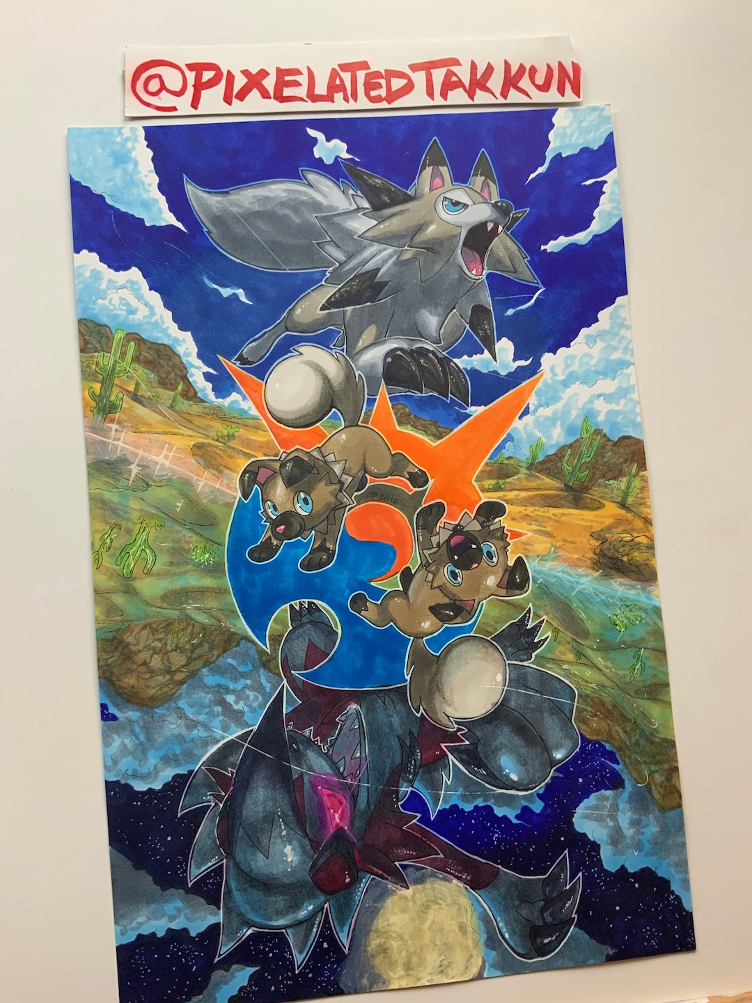 Original Framed Painting: Rockruff Lycanroc Pokemon Sun Moon - Etsy