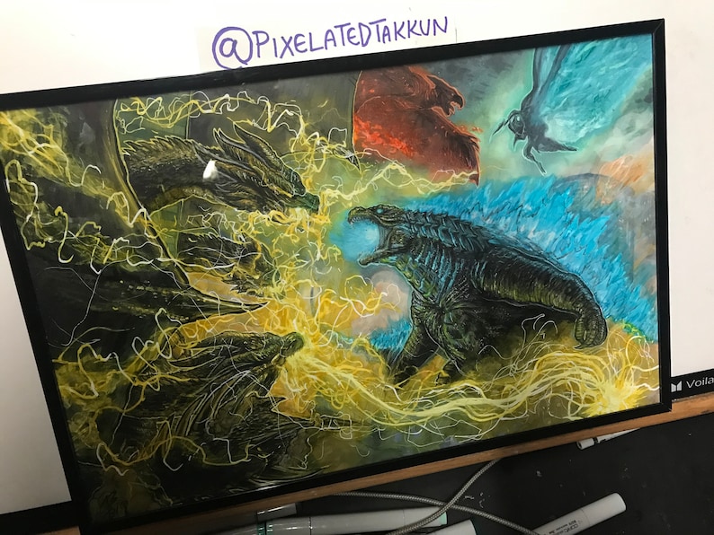 Original Framed Painting: Godzilla King of the Monsters | Etsy