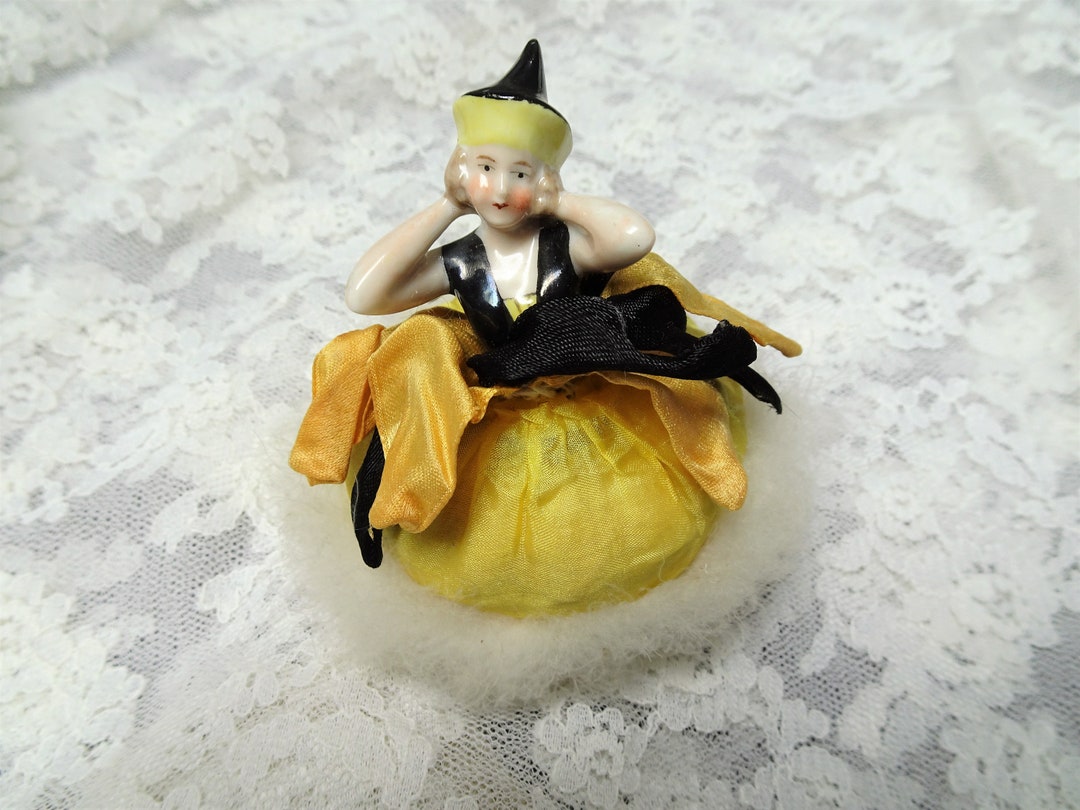 BEAUTIFUL Swan Down Feather Powder Puff,art Deco Porcelain Handle ...