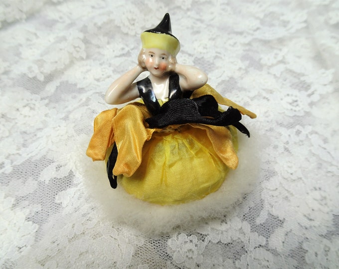 BEAUTIFUL Swan Down Feather Powder Puff,art Deco Porcelain Handle ...