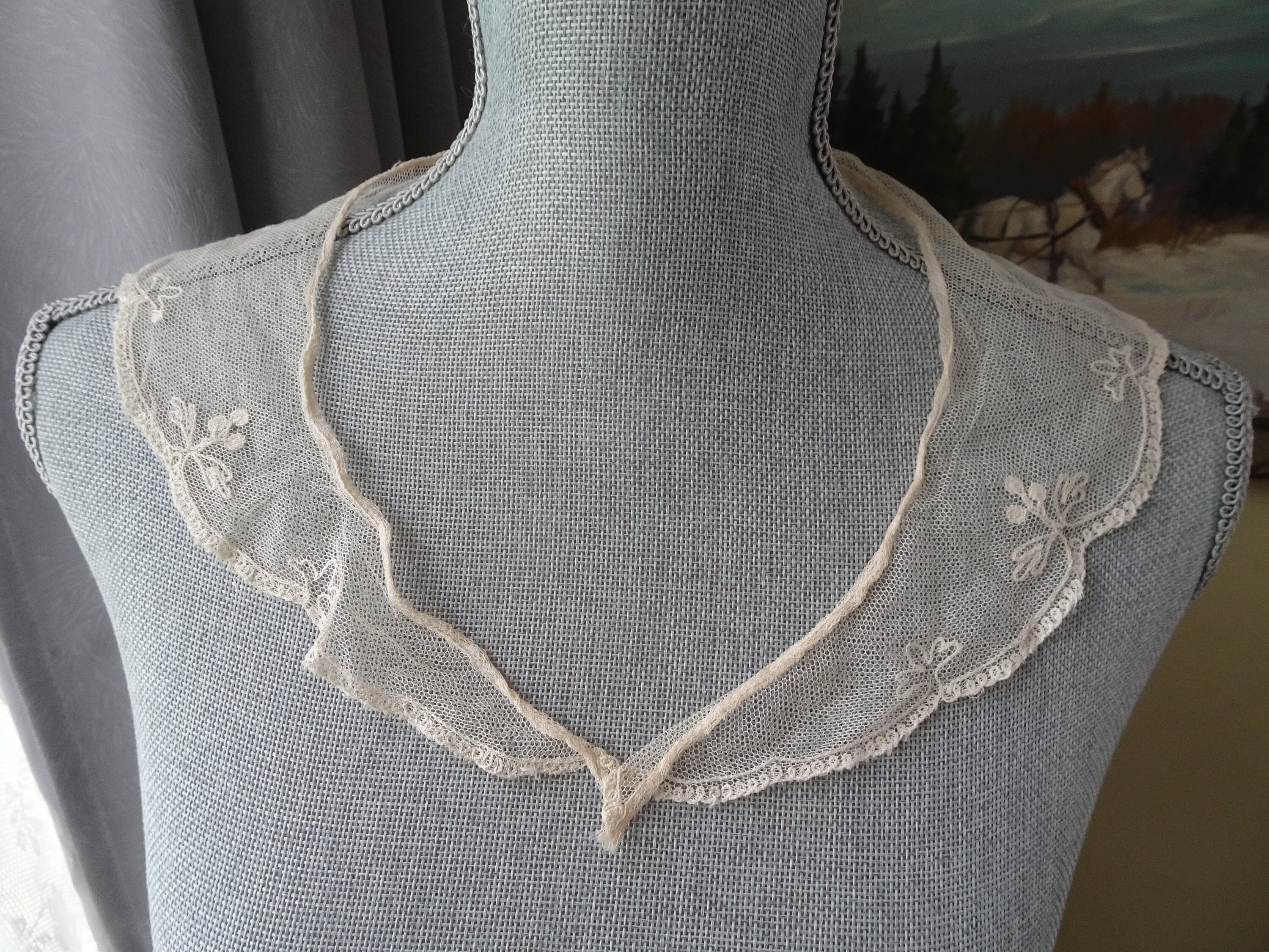 BEAUTIFUL Victorian Tambour Lace Collar, Lovely Netted Lace, Perfect ...