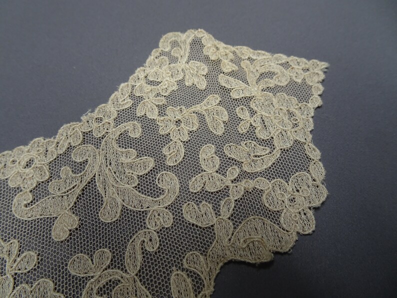 Breathtaking Antique FRENCH Netted Tulle LACE Applique,vintage Lace ...