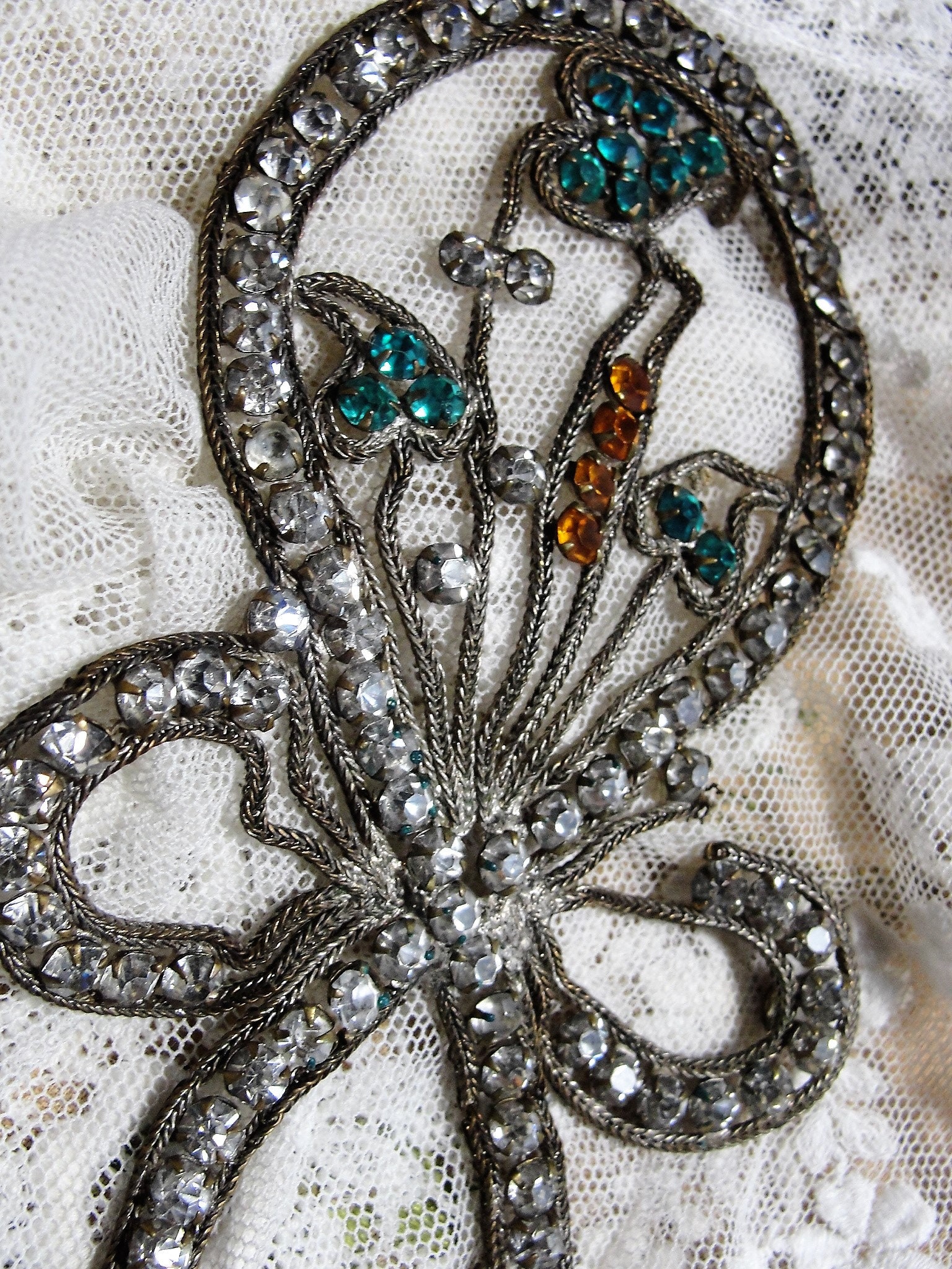 GORGEOUS Antique FRENCH Flapper Silver Metal and Stone - Etsy