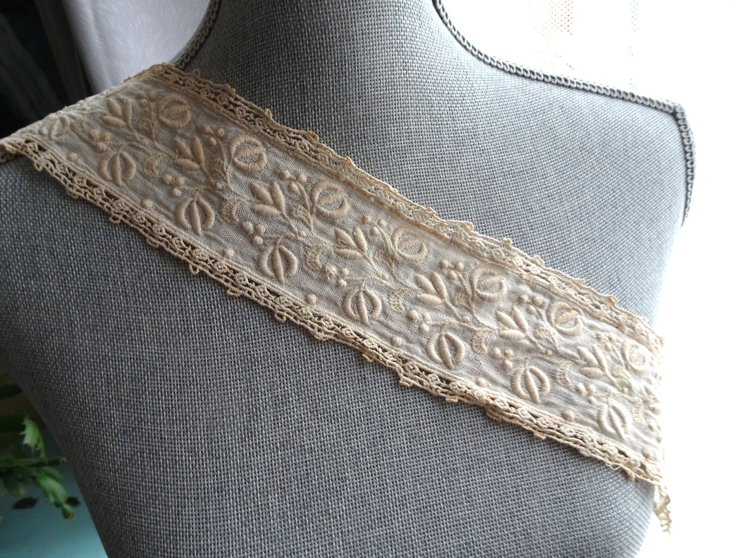 BEAUTIFUL Edwardian Embroidered Linen Trim Raised Embroidery - Etsy