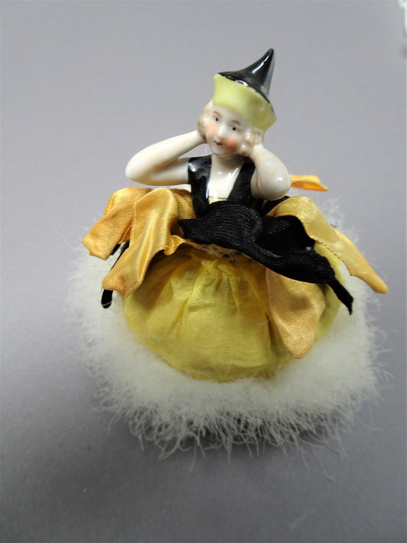 BEAUTIFUL Swan Down Feather Powder Puff,art Deco Porcelain Handle ...