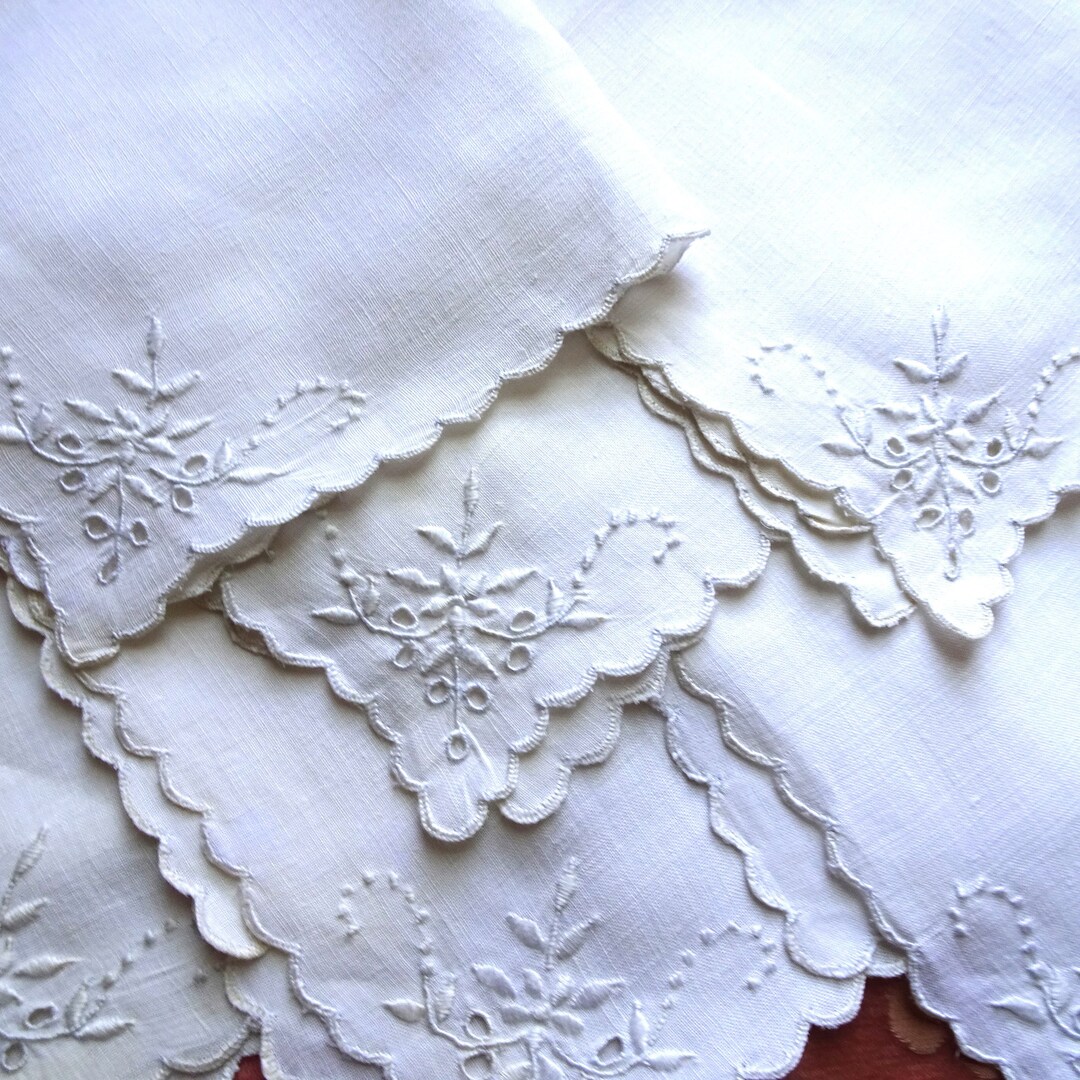 BEAUTIFUL Vintage Napkins Set of 6,1920s Madeira Embroidery Hand Work ...