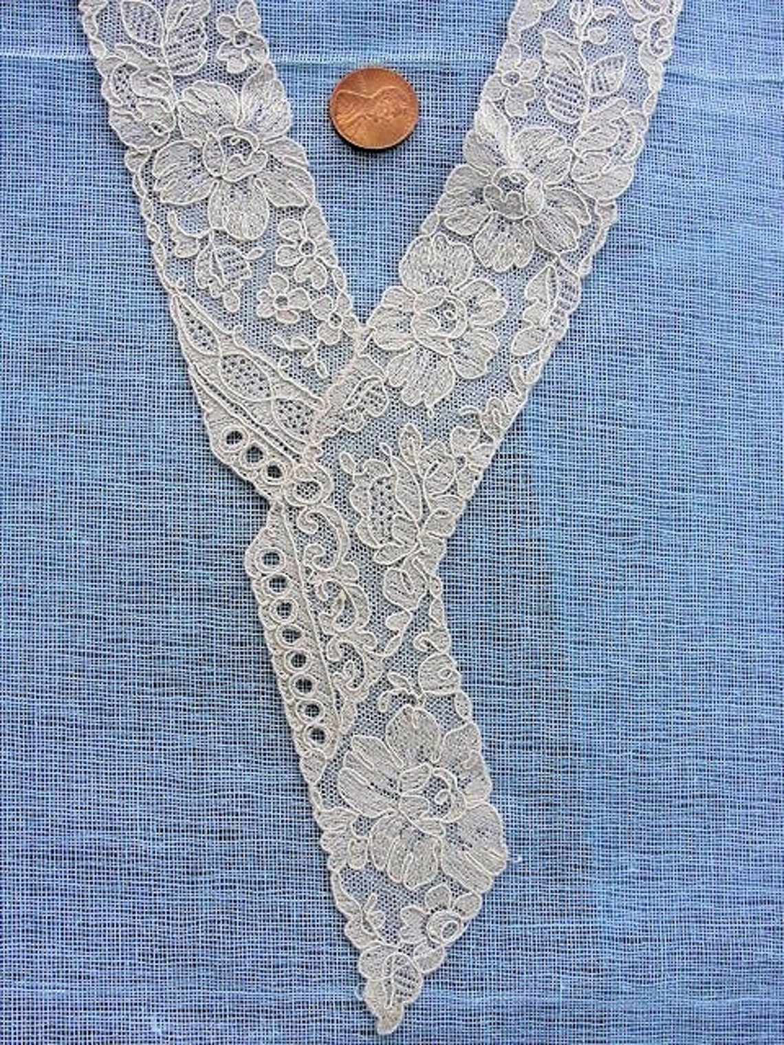 1920s Antique Art DECO French Tulle Netted Embroidered Lace Collar ...