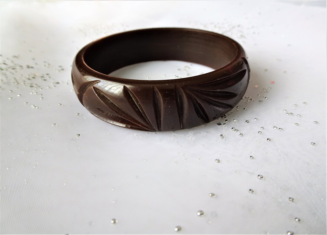 STUNNING Art Deco Deeply Carved Bakelite Bracelet,chocolate Brown ...