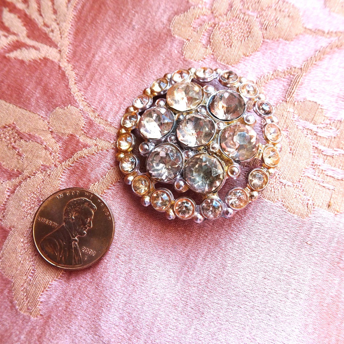 Beautiful Vintage Button, Sparkling PINK Glass Rhinestones, Lovely ...