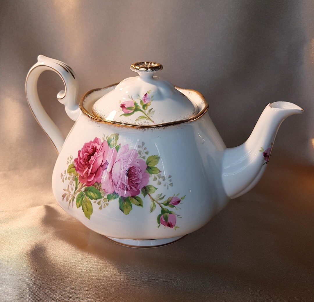 LOVELY Vintage Teapot,english Bone China 5 Cup Teapot,royal Albert AMERICAN Beauty,romantic Pink ...