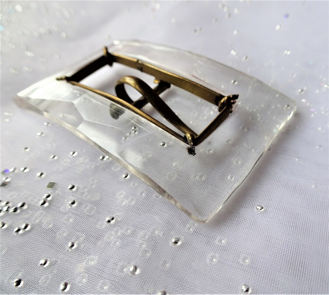 LOVELY Art Deco GLASS Dress Buckle,curved Cut Glass Buckle,french Dress ...