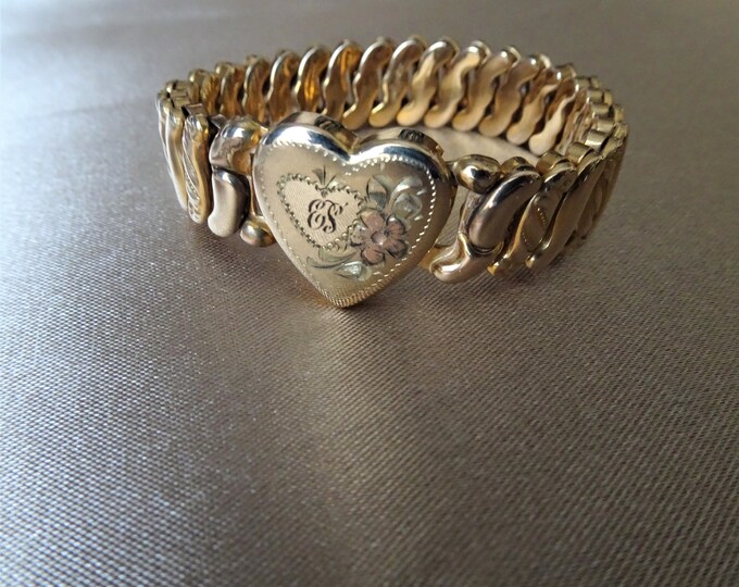 ROMANTIC Vintage Heart Shape Bracelet,gold Filled Expansion Bracelet ...