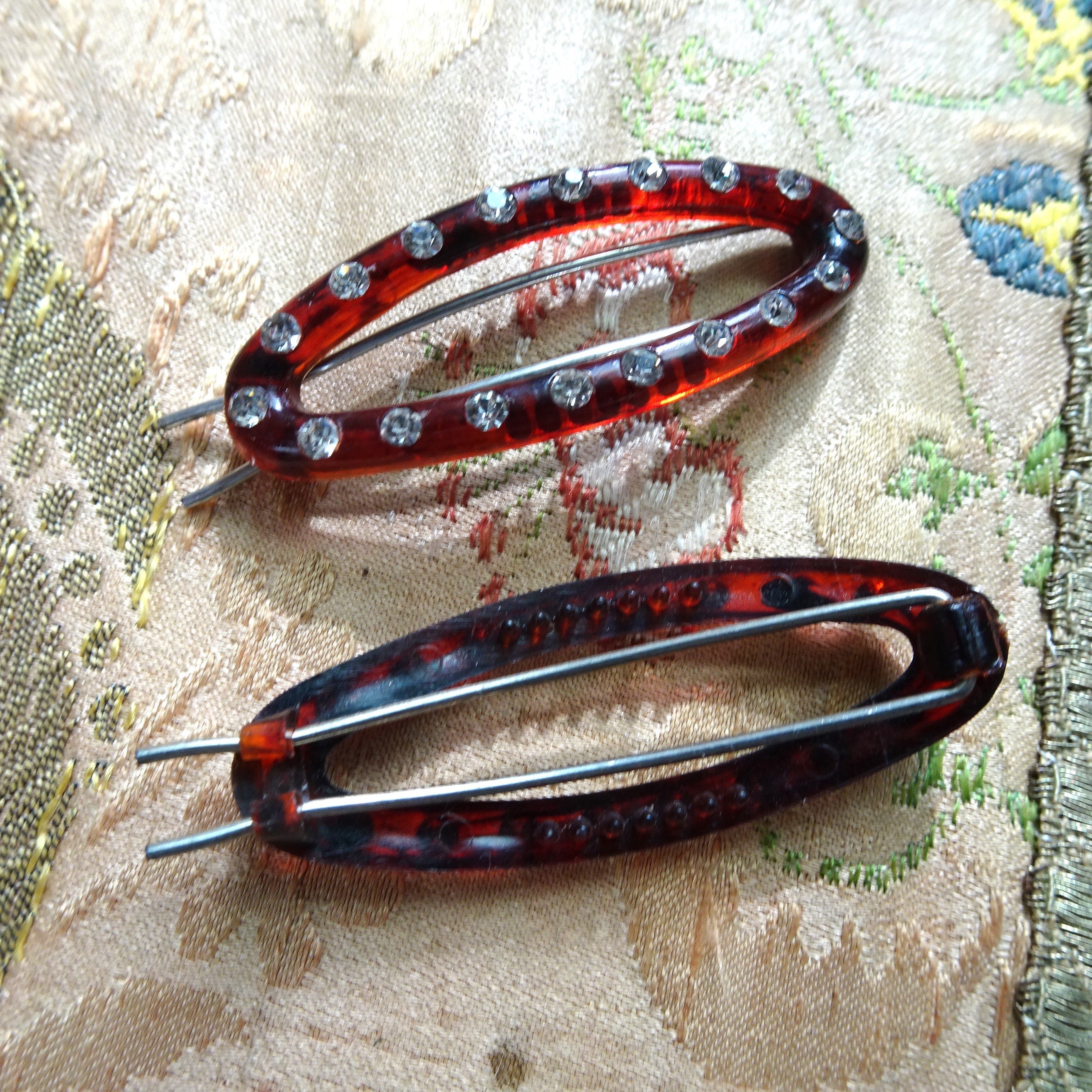 CLASSIC Late 40s-early 50s Vintage Pair of Barrettes, Tortoiseshell ...