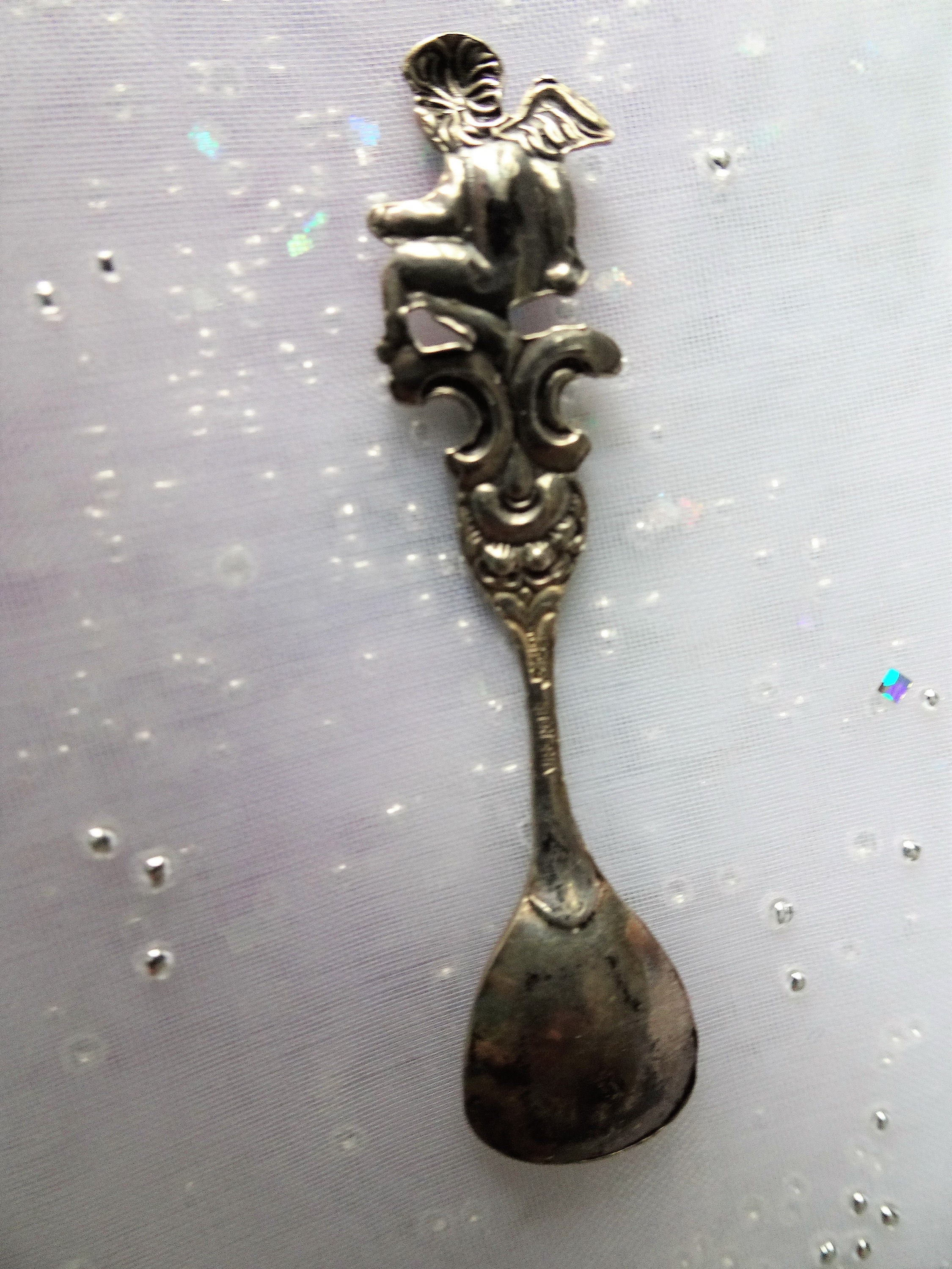 SWEET Antique Salt Spoon,cherub Angel Handle,sterling Silver Birks ...
