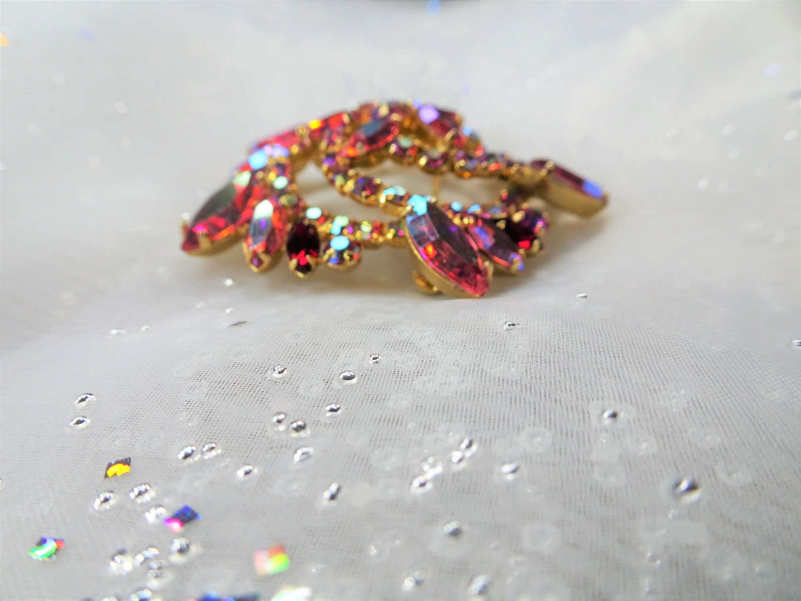 GORGEOUS Broochlarge Glittering PINK AB Rhinestone - Etsy