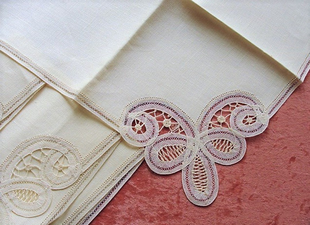 BEAUTIFUL Vintage 1920s Battenberg Lace Linen Napkins Set,fine Linen ...