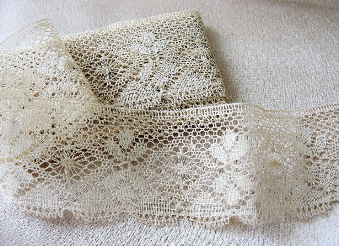BEAUTIFUL Antique French Lace,intricate Spider Web Pattern,cotton Trim ...