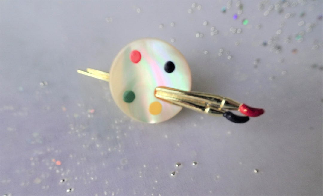 UNIQUE Vintage Brooch for the Artist, Paint Brushes Pallet Brooch ...