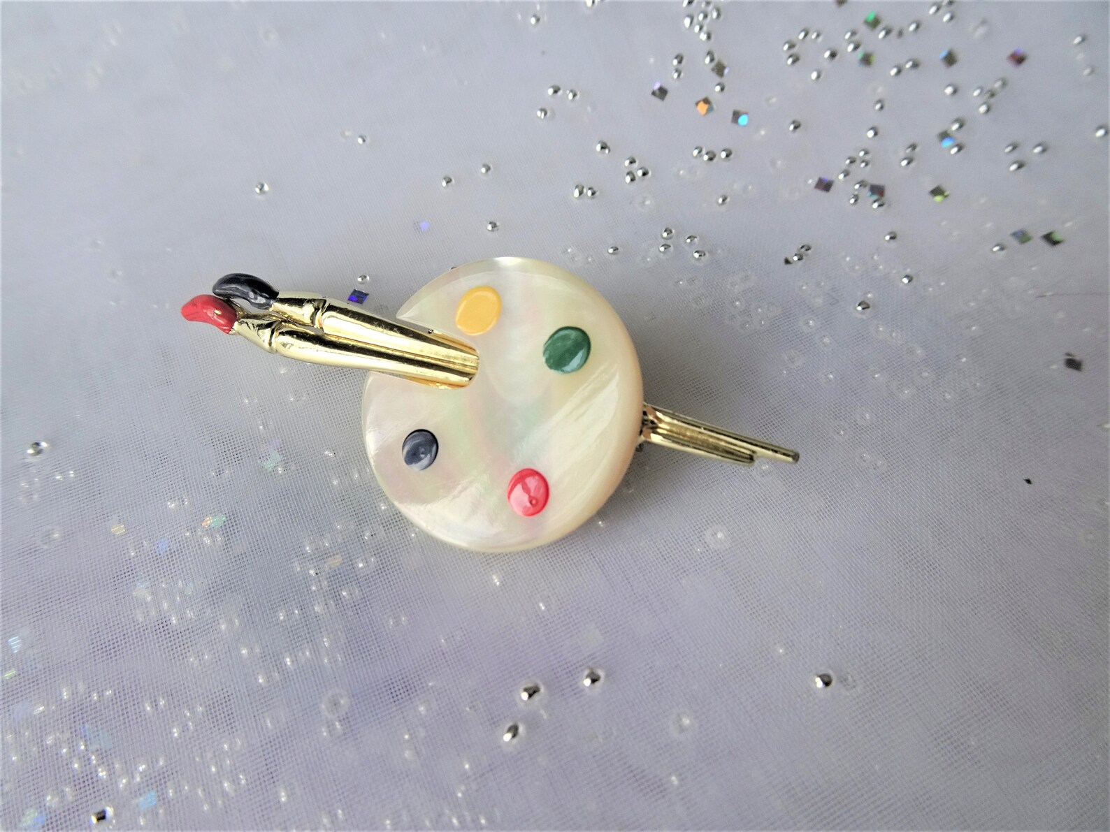 UNIQUE Vintage Brooch for the Artist, Paint Brushes Pallet Brooch ...