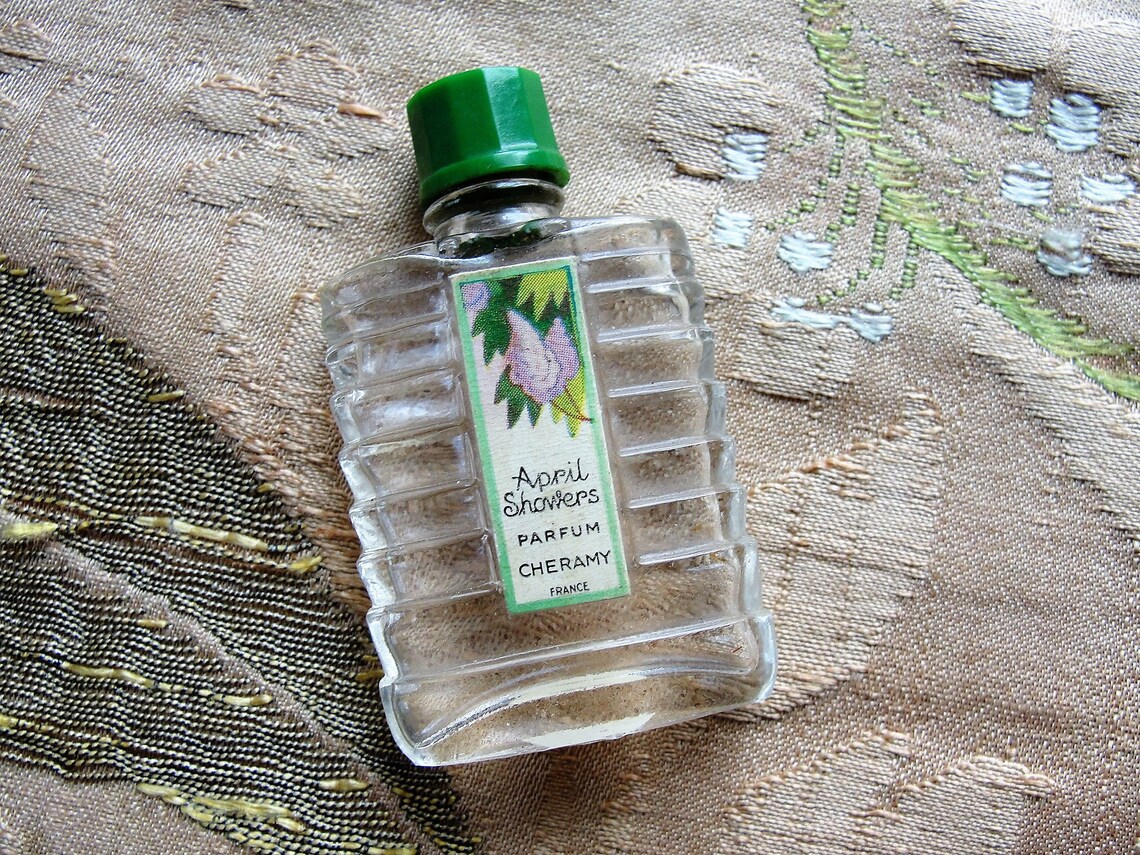 ART DECO Vintage Cheramy April Showers Parfum Bottle,stepped Deco Glass ...