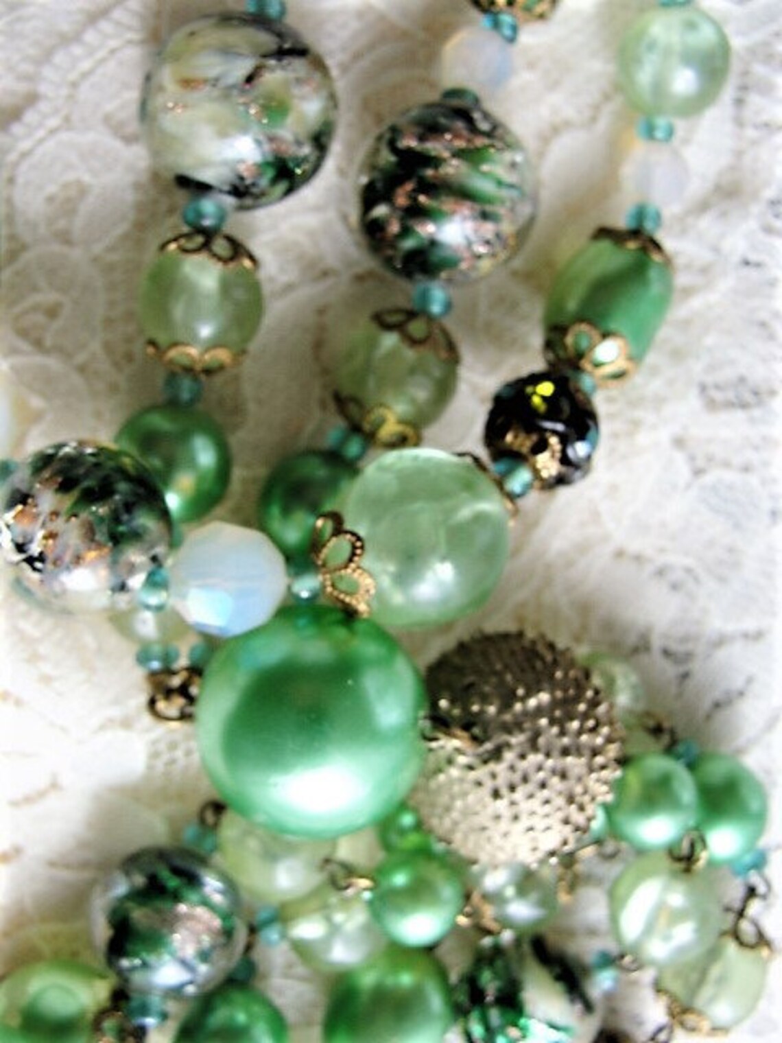 Vintage 50s LUXURIOUS Art Glass and Pearls Tassel Drop Long | Etsy