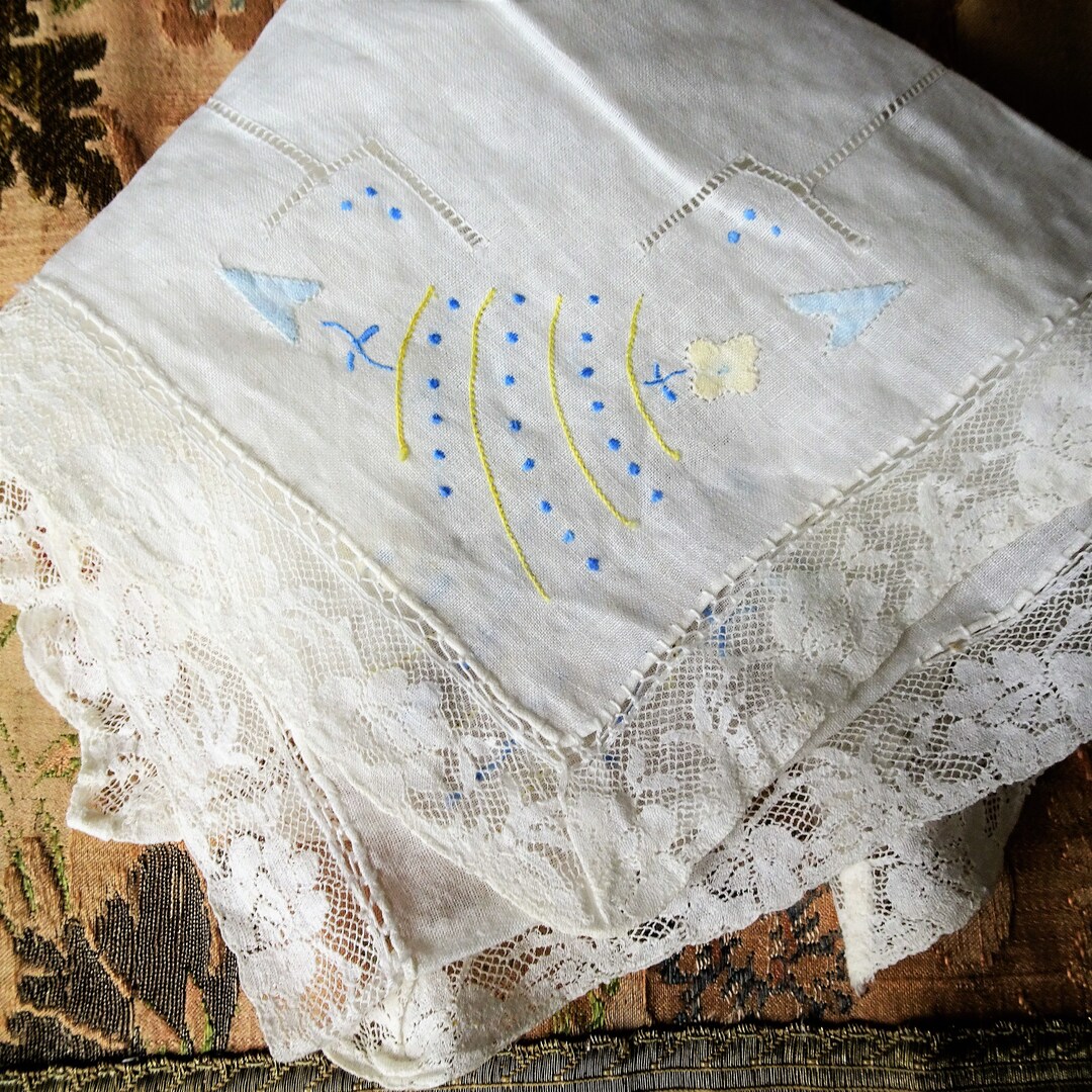 LOVELY Vintage Wedding Hanky, Art Deco Handkerchief,linen and French ...