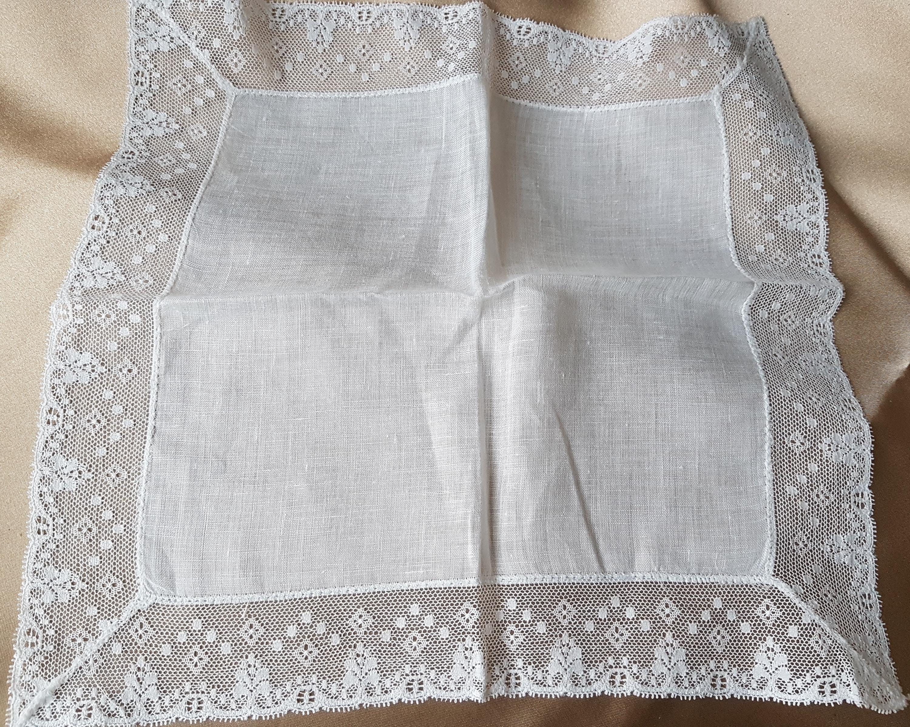 Beautiful Vintage BRIDAL WEDDING Handkerchief Linen,wide French Lace ...