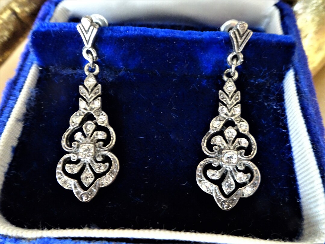 GORGEOUS Art Deco Drop Earrings,antique Paste Earrings, Flapper Era ...