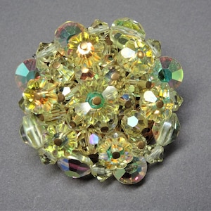GORGEOUS Chartreuse Cut Crystal Brooch,cut Petal Like Stones,ab ...
