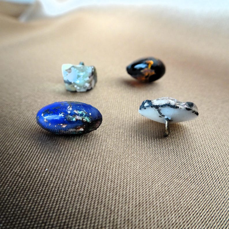 BEAUTIFUL Rare Antique Art Glass Popper Buttons,4 Lovely Art Glass ...