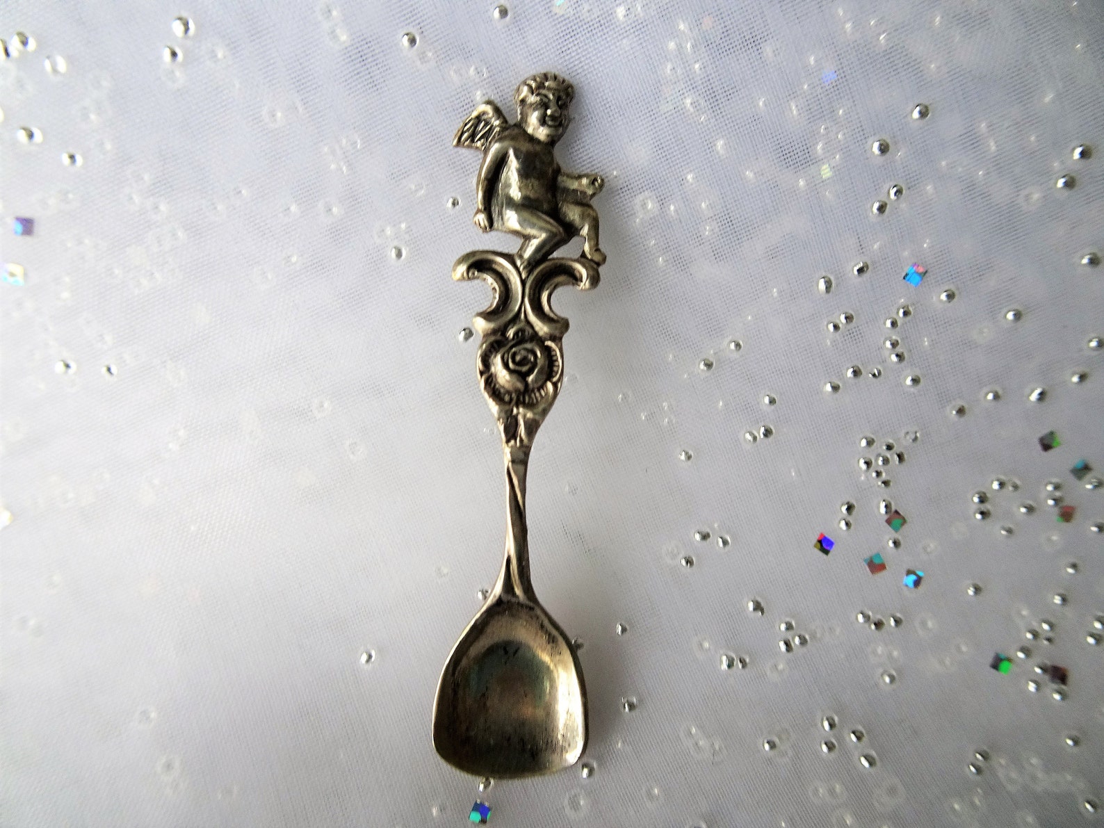 SWEET Antique Salt Spoon,cherub Angel Handle,sterling Silver Birks ...